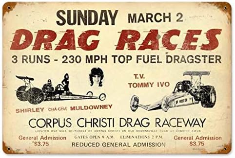 Amazon.com: Tin Sign Wall Decor Retro Drag Races 12 x 8 Inch Shop Bar ...