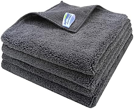SOFTSPUN Microfiber Cloth - 4 pcs - 40x40 cms - 340 GSM Grey! Thick ...