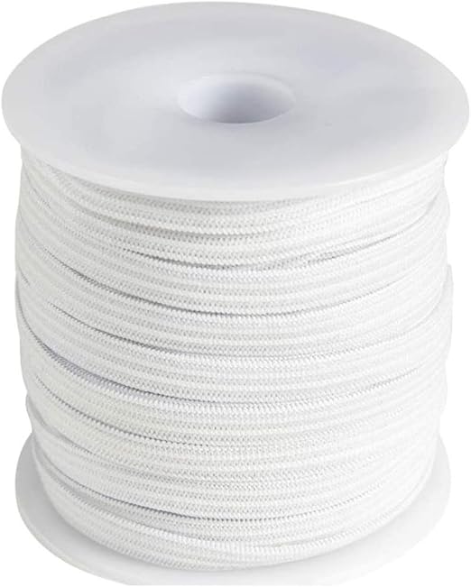 Elastic Band, 6MM Flat White Elastic String Elastic Cord Wide Braided ...