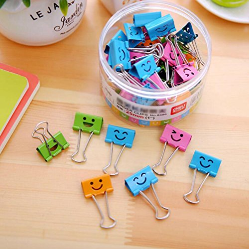 Coideal Smiling Face Binder Clips Medium, 48 Pcs 1 Inch Smiley - Want ...