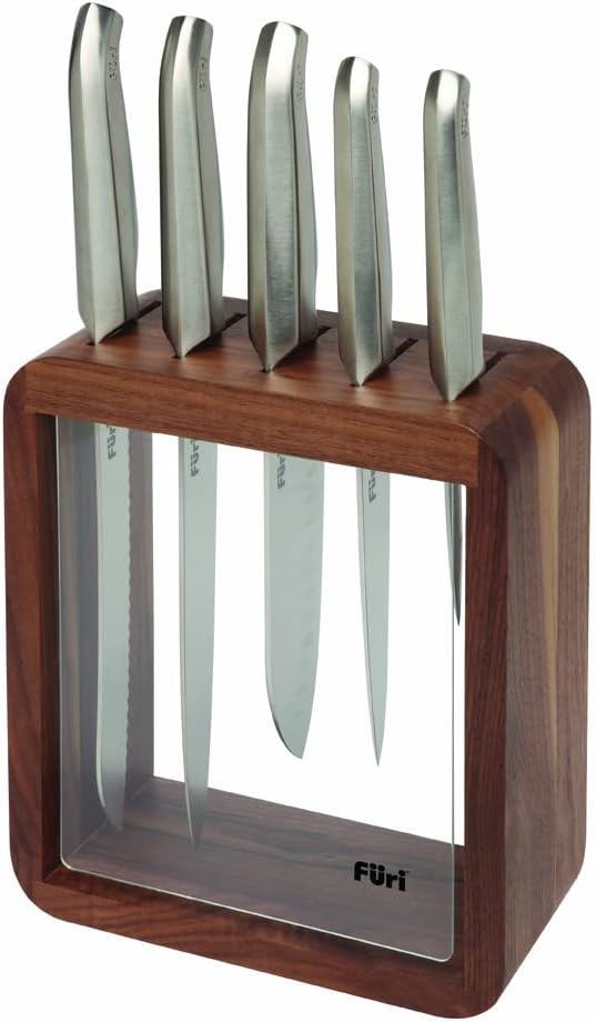 Furi Pro Vault Knife Block Set 6 pc, Compact Knife Block with Five ...