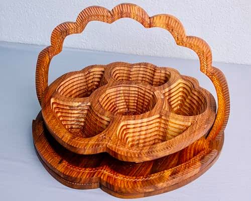 Amazon.com: Handmade 18″ Collapsible Wooden Basket, 6-Compartment ...