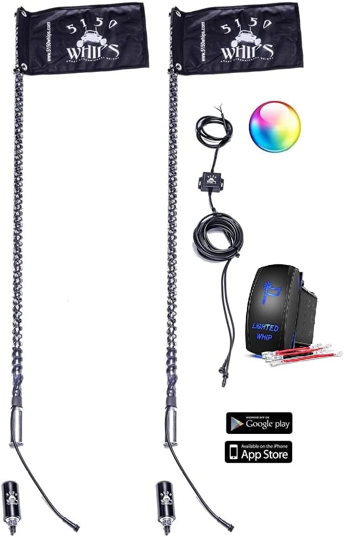 Amazon.com: 5150 Whips 187 Style Bluetooth Controlled LED Color ...