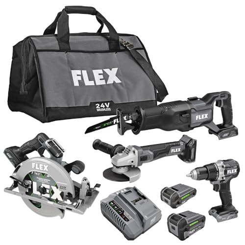 Amazon: FLEX 24V Brushless Cordless 4-Tool Combo Kit: Circular Saw ...