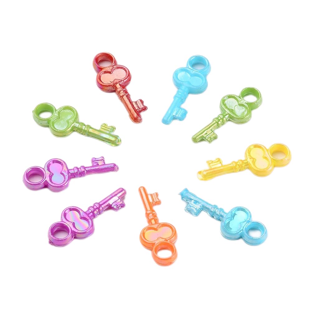 Amazon.com: Pandahall 100pcs Mini Acrylic Skeleton Key Charms Pendants ...