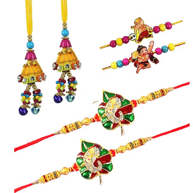 Buy Forty Wings Set 2 Ganesha Rakhi 2 Bhabhi Bangle Rakhi Lumba And 2 ...