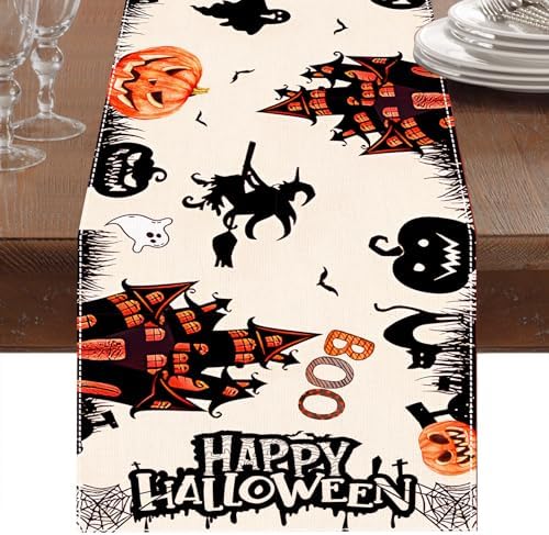 Amazon.com: Artoid Mode Polka Dot Ghost Pumpkin Cat Boo Halloween Table ...