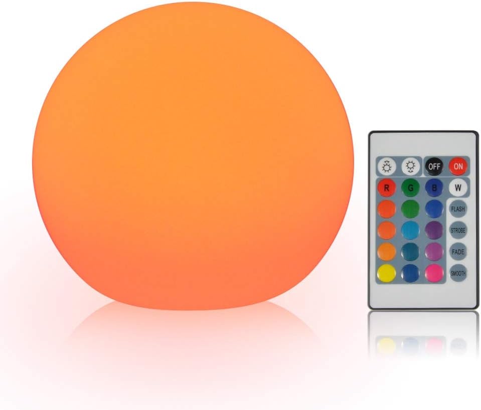 Mr.Go 8" LED Ball Light Sphere Lamp Mood Light with Remote, Color ...