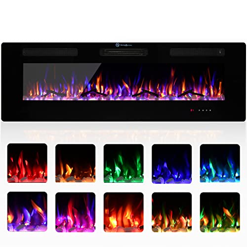 Electric Fireplace, 50 inch Recessed Wall Mounted Fire Place Heater ...