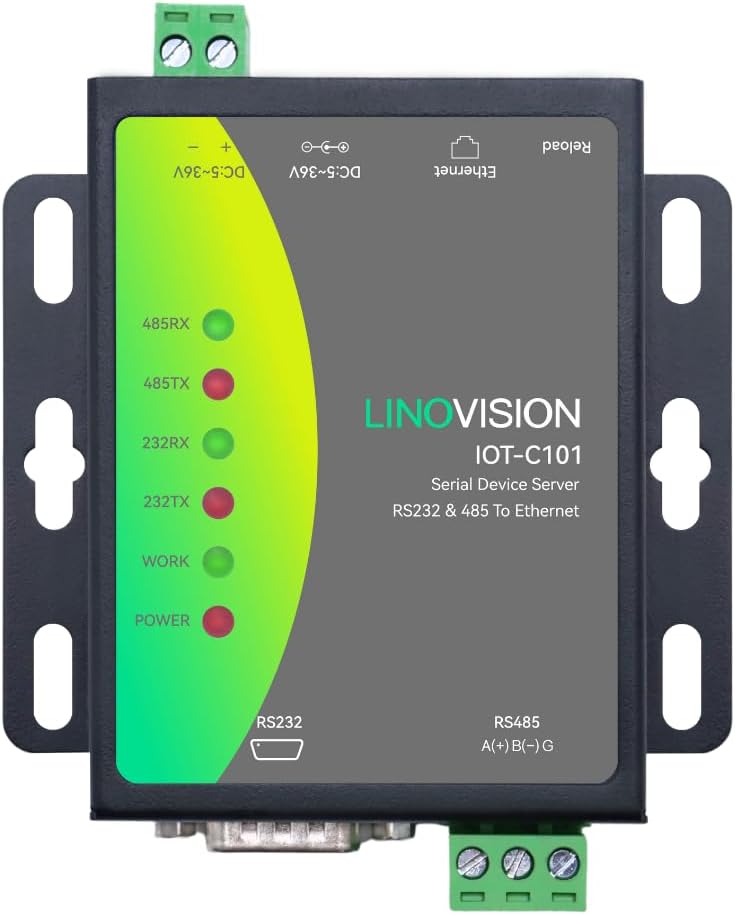 Amazon.com: LINOVISION Dual Ports Serial Server, RS485 and RS232 to ...