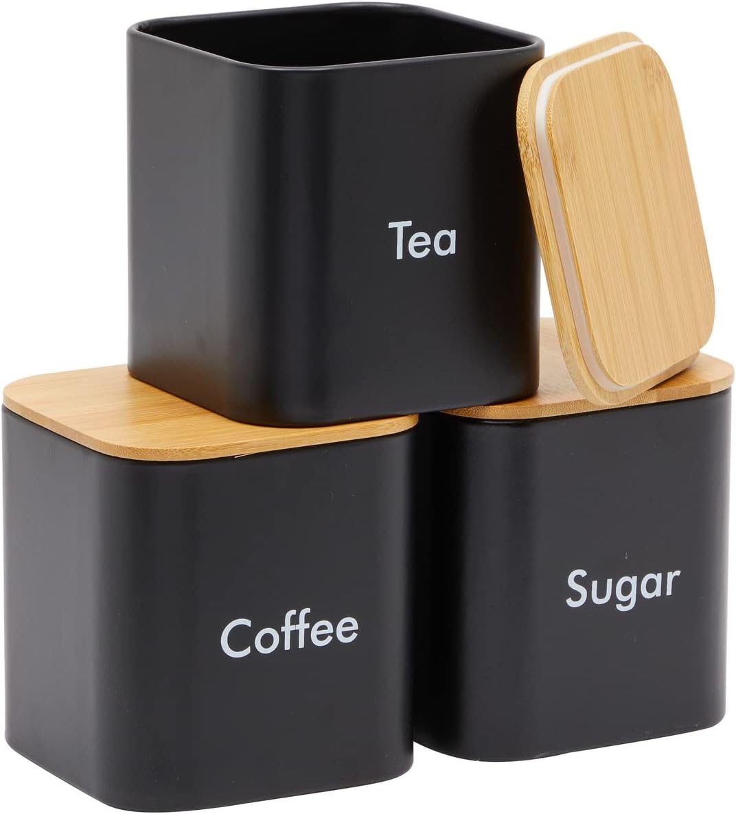 Amazon.com: Farmlyn Creek Set of 3 Matte Black Kitchen Canister with ...