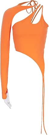 CAPE CLIQUE Women Sexy Hollow Crop Top Long Sleeves Bodycon Lace up ...