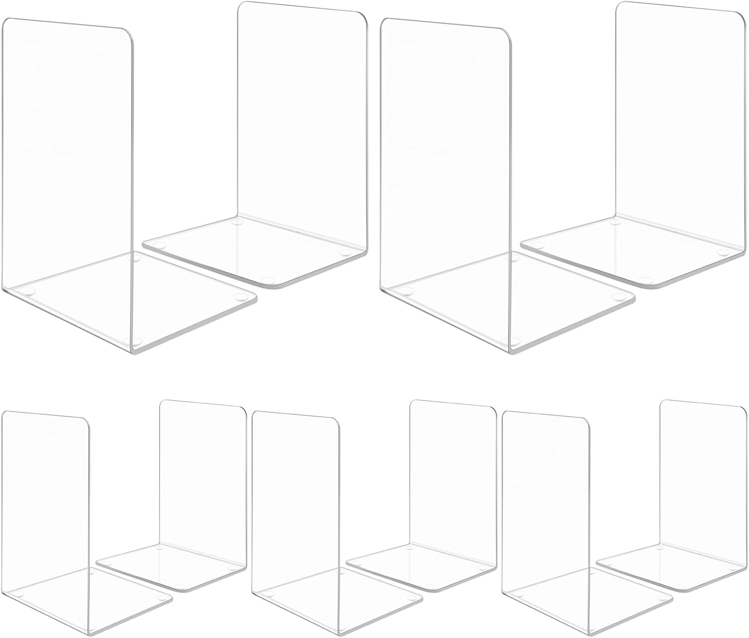 Amazon.com: 10 Pieces Book Ends, Clear Acrylic Bookends for Shelves ...