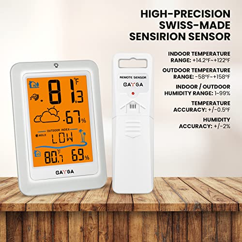 Snapklik.com : BAYGA Indoor Outdoor Thermometer Wireless Digital ...