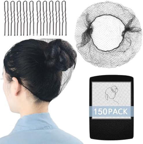 150Pcs Hair Net Black Set - 24 inches Invisible Elasticity Elastic Mesh ...