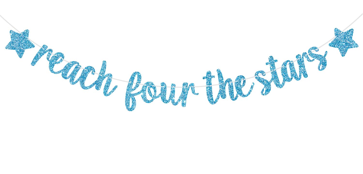 Amazon.com: Reach Four The Stars Banner, 4th Birthday Decor, 4 is a ...