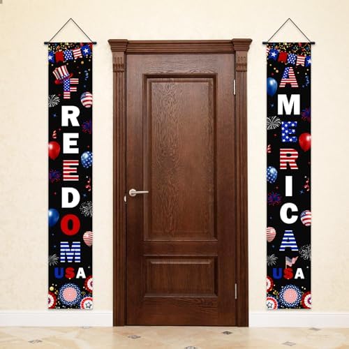 Amazon.com : 4th of July Decorations, Hanging American Flag Door Banner ...
