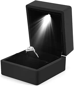 Amazon.com: LED Light Ring Box, Fashionable Lighted Ring Storage Box ...