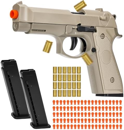 Amazon.com: Automatic Shell Ejecting Toy Gun with 100 Soft Bullets,24 ...