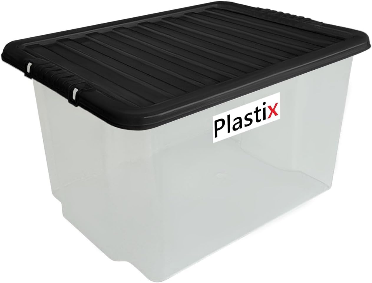 STORM TRADING GROUP 24 Litre Large Black Plastic Storage Box With See ...