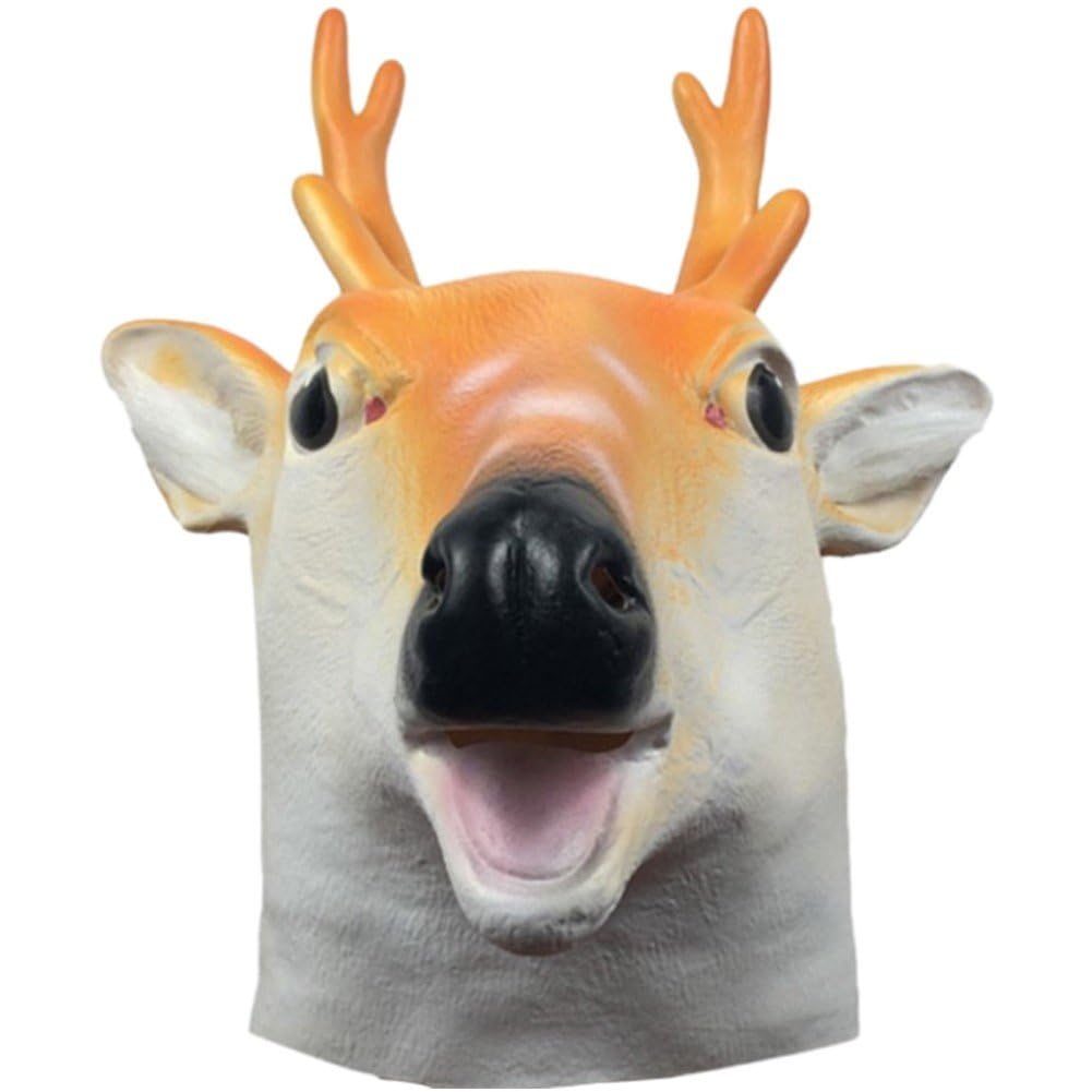 Amazon.com: Luxylei Funny Deer Mask Halloween Sika Deer Head Mask ...