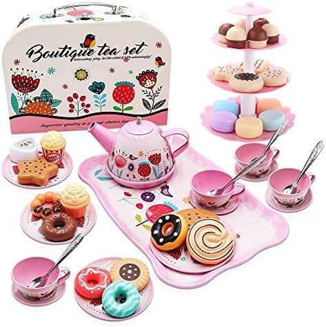 Masroo Tea Set for Little Girls, Princess Tea Time Toys Playset- Teapot ...