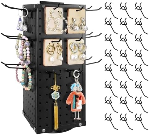 Amazon.com: Rotating Pegboard Display Stand With 24 Hooks - Metal ...