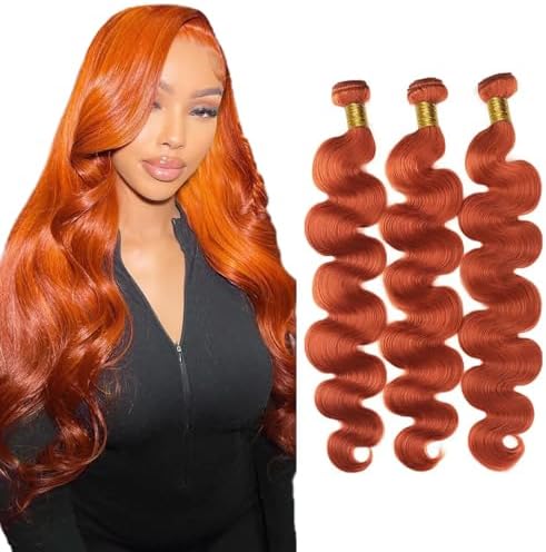 Amazon.com : Ginger Bundles Orange Body Wave Human Hair - 350 Bundles ...