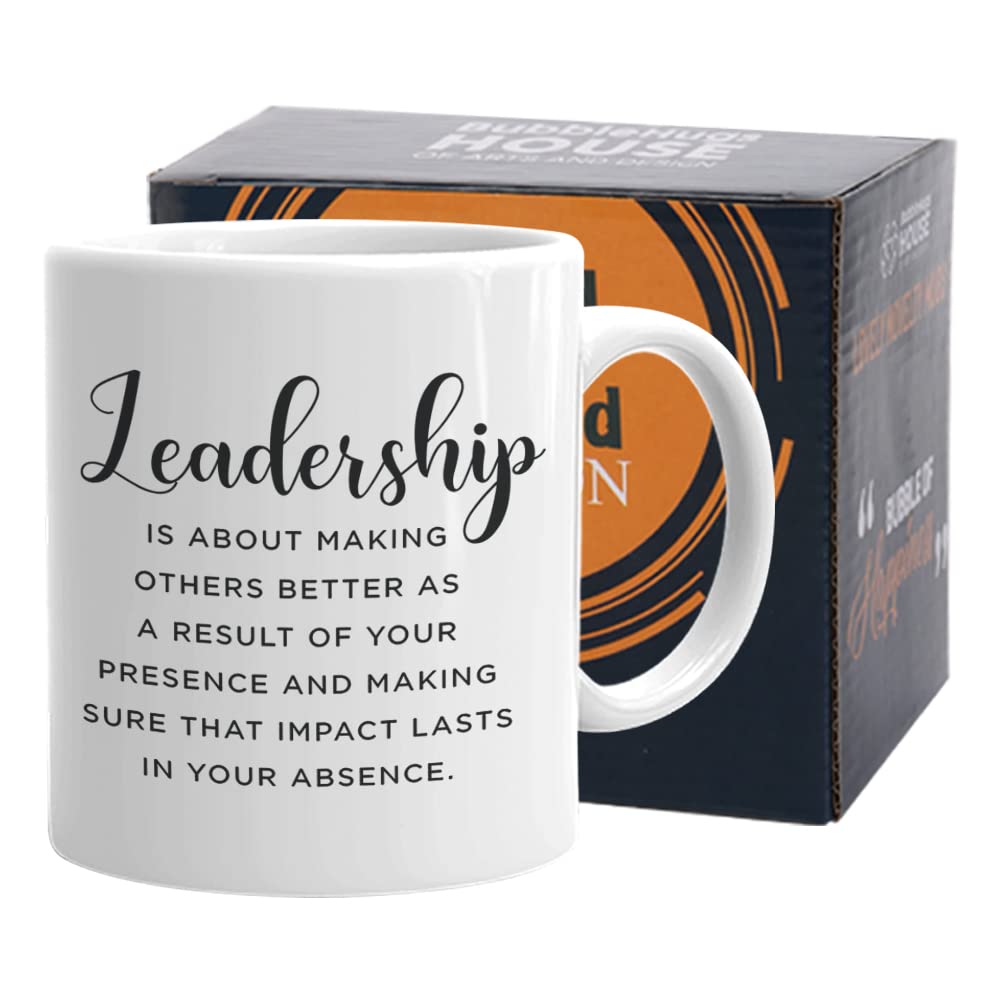 Amazon.com: Bubble Hugs Inspirational Coffee Mug 11 oz, Leadership Is ...