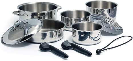 Amazon.com: Camco Nesting Cookware Set | Made from Stainless Steel ...