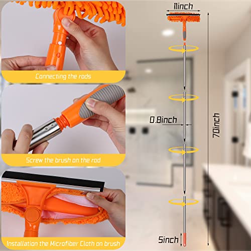Mytium Window Cleaning Squeegee Kit,2 in 1 Window Squeegee with 5ft Extension Pole Long Handle ...