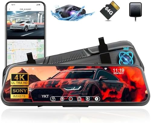 Amazon.com: TUIFAC 4K Rear View Mirror Camera, 12'' Mirror Dash Cam, 4K ...