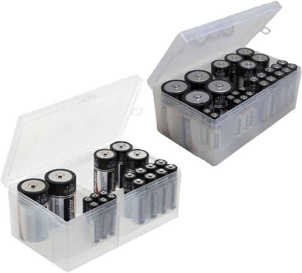 Amazon.com: Battery Storage Box Organizer Pack of 2 Cases. Stores AAA ...