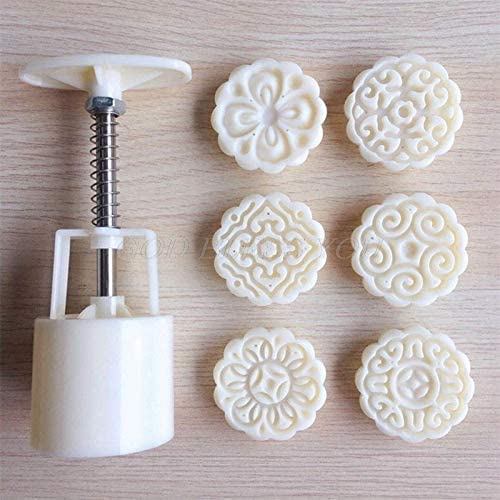 Buy HUBBER 3D Flowers Stamps Moon Cake Decor Mould Barrel Round ...