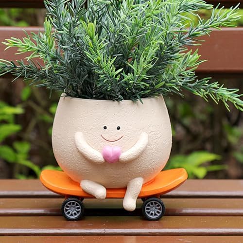 Amazon.com : NINIPAPA Cute Flower Pot Smiley Face Skateboard Planter ...
