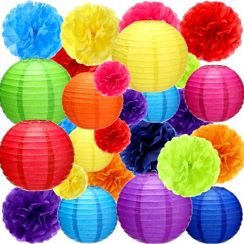 Amazon.com: 52 Pcs Rainbow Party Decorations 24 Rainbow Tissue Paper ...