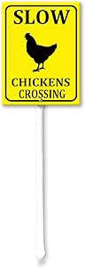 Amazon.com : Boylee Slow Chicken Crossing Sign With Stake For ...
