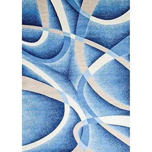 Persian Area Rugs Modern Abstract Area Rug Carpet, 2305 Blue 7x 10