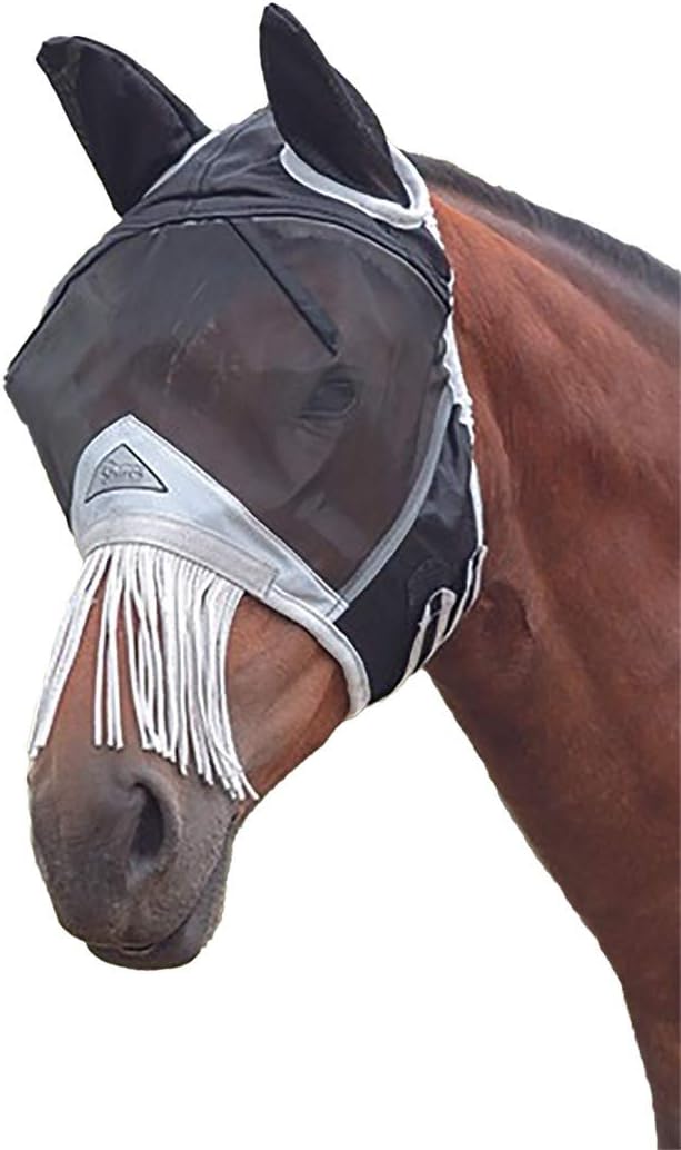 Shires Fine Mesh Fly Mask With Ears - Black: Black: Pony : Amazon.co.uk ...