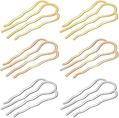 Amazon.com : 6 Pieces Metal Hair Fork Clips, Side Combs, and 4 Prong U ...