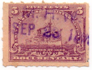 Amazon.com: US Inter. Rev.Docu.Stamp 1898 Battleship Issue 5 Cent Scott ...