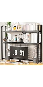 Amazon.com: HUATOL Desktop Bookshelf for Computer Desk, 2-Tier ...