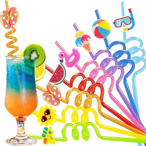 Amazon.com: 24pcs Forest Animals Crazy Shape Straws, Drink Cocktail ...
