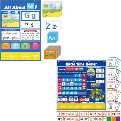 Amazon.com: Torlam Circle Learning Time Center Pocket Chart Calendar ...