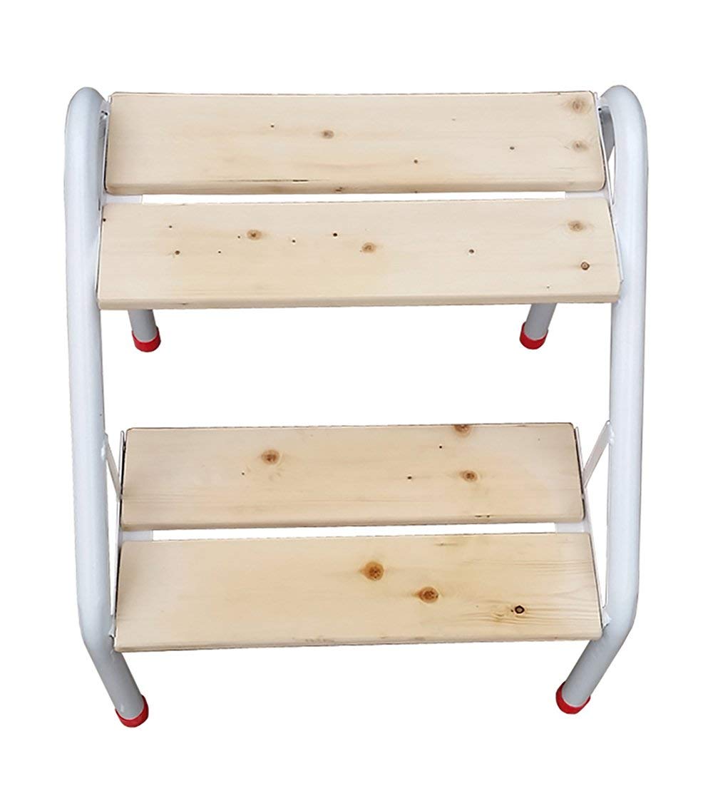 Telescoping Ladder Step Stool Iron And Wood 2 Ladder Step | Desertcart ...