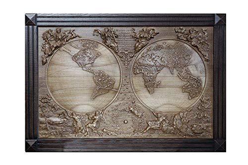 Wood Carving 3D Picture - Wooden 3D World Map - Wood Wall Art : Amazon ...