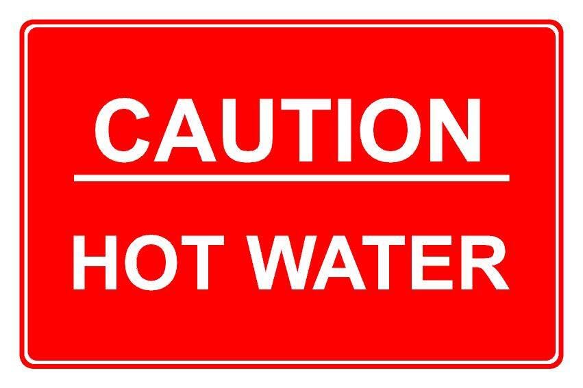 Caution hot water safety sign - 3mm Aluminium sign (300mm x 200mm ...