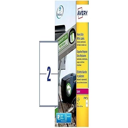 Avery L7068-20 (199,6 x 143,5 mm) etichette adesive extra forti ...