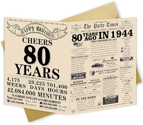 Amazon.com : OJsensai Retro 80th Birthday Gifts for Women Men, Jumbo ...