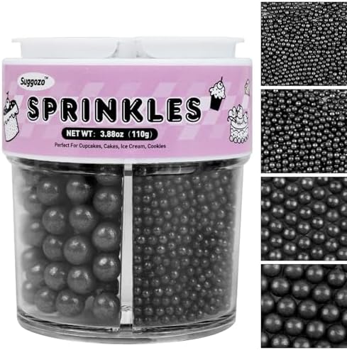 Amazon.com: Black Sprinkles for Cake Decorating, Edible Black Candy ...
